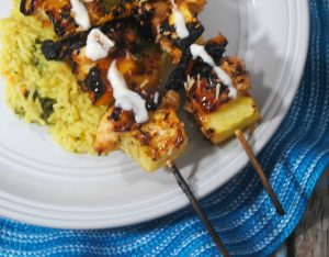 30 Minute Pina Colada Grilled Chicken Kabobs