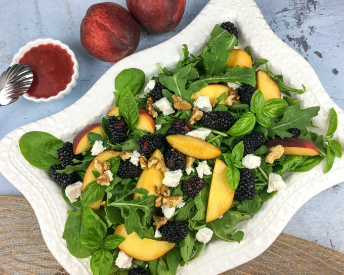 Peach Blackberry Salad with Blackberry-Basil Vinaigrette Peach Blackberry Salad with Blackberry-Basil Vinaigrette