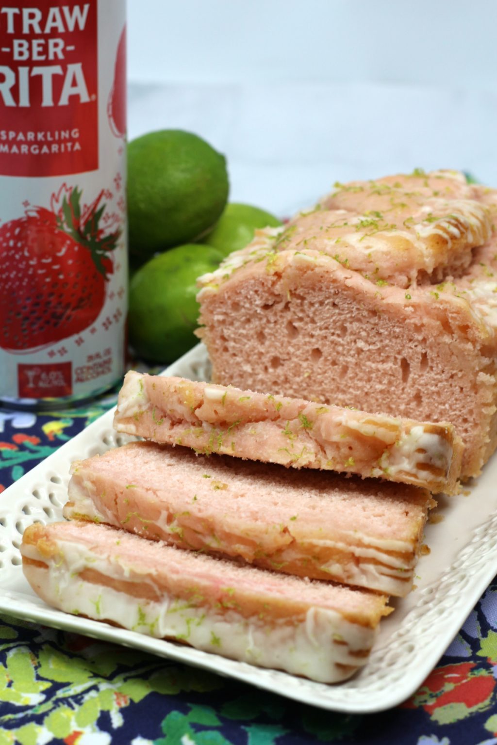 Strawberry Margarita Bread with Lime Drizzle